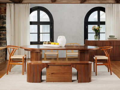 Round Dining Table with Extendable Bench Dining Set | TT ROW